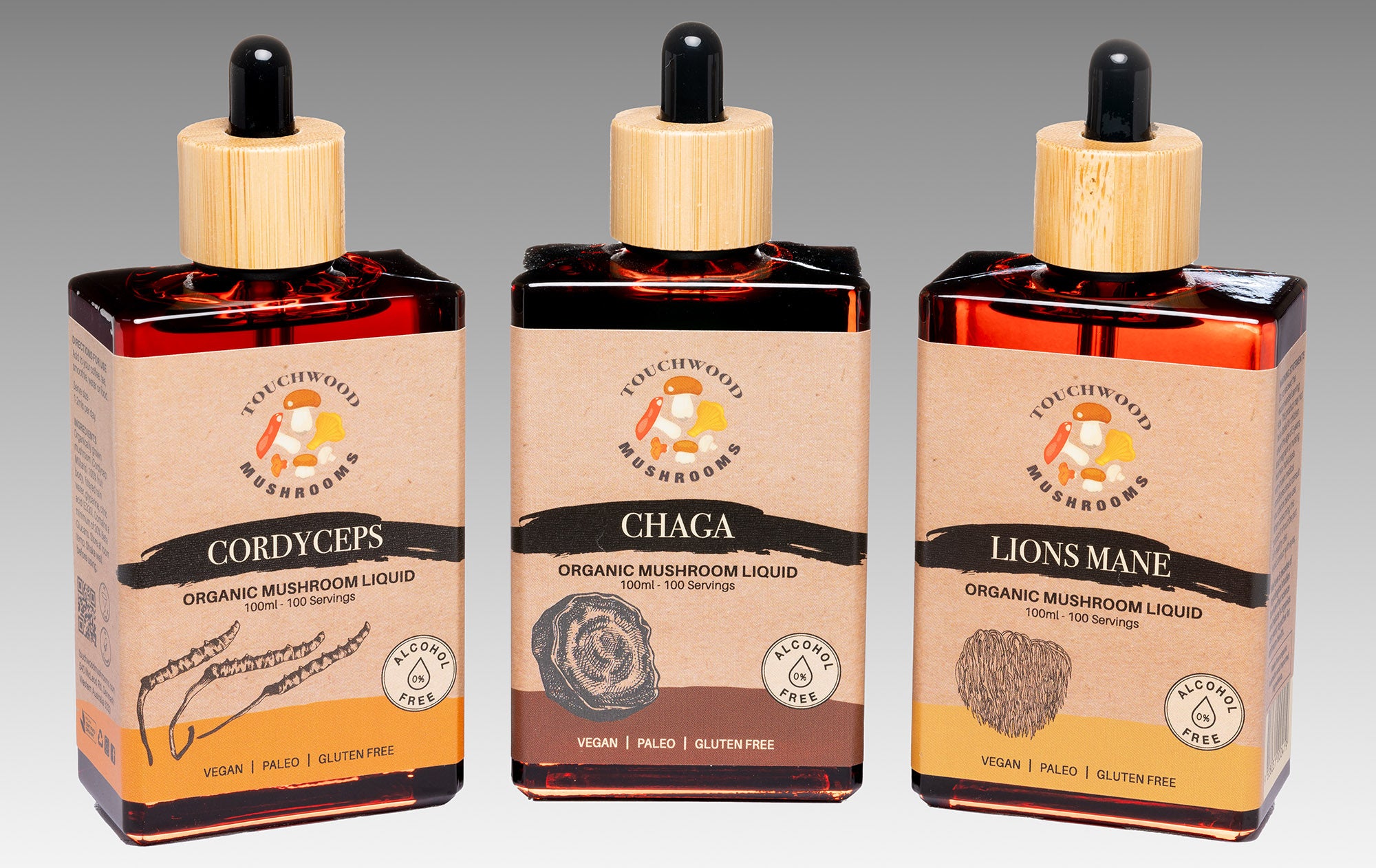 Seniors Health & Vitality Pack - Alcohol Free Liquids – Touchwood Mushrooms